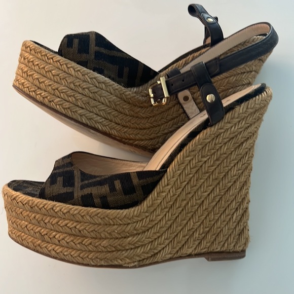Fendi | Shoes | Fendi Zucca Espadrille Wedge Size 37 | Poshmark
